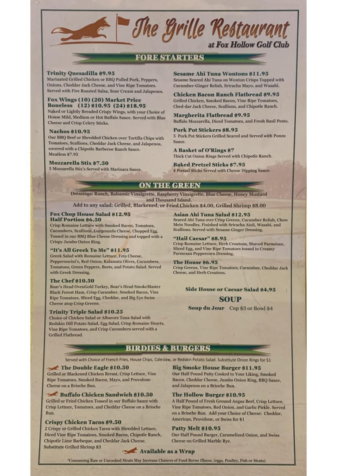 Menus - Fox Hollow Golf Club (TPA)